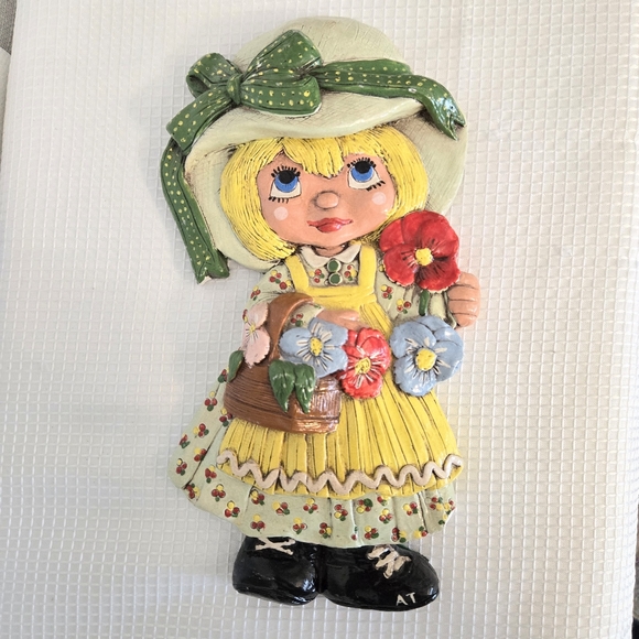 Cheryl Gadow | Wall Decor | Vtg Cheryl Gadow Girl W Bonnet Flowers Wall ...